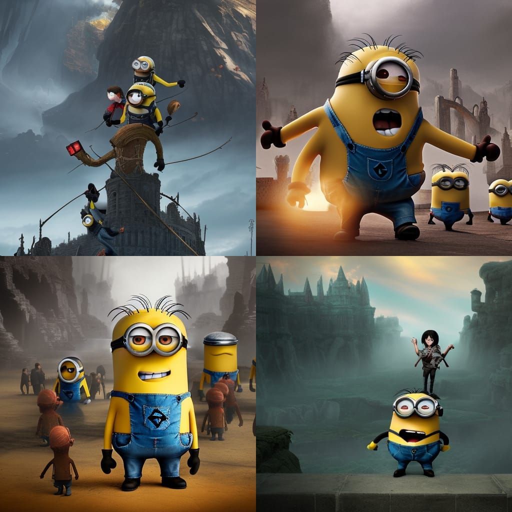 The minions with eren Yeager with the minions - AI Generated Artwork ...