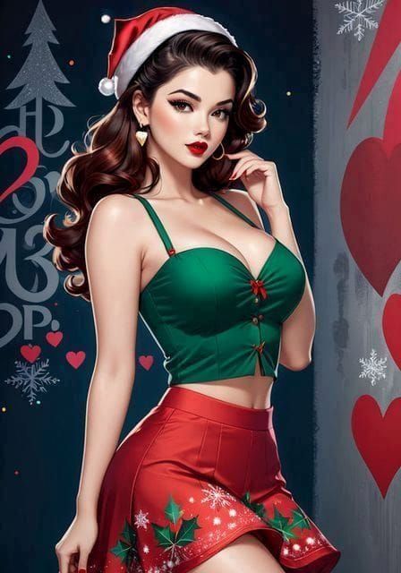 Vintage Christmas Pinup - AI Generated Artwork - NightCafe Creator