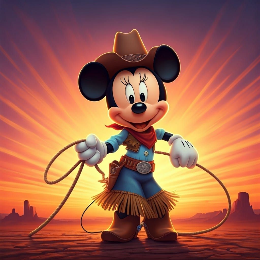 Minnie Mouse as a cowgirl - Cowgirl Minnie Mouse Lassos Sun...