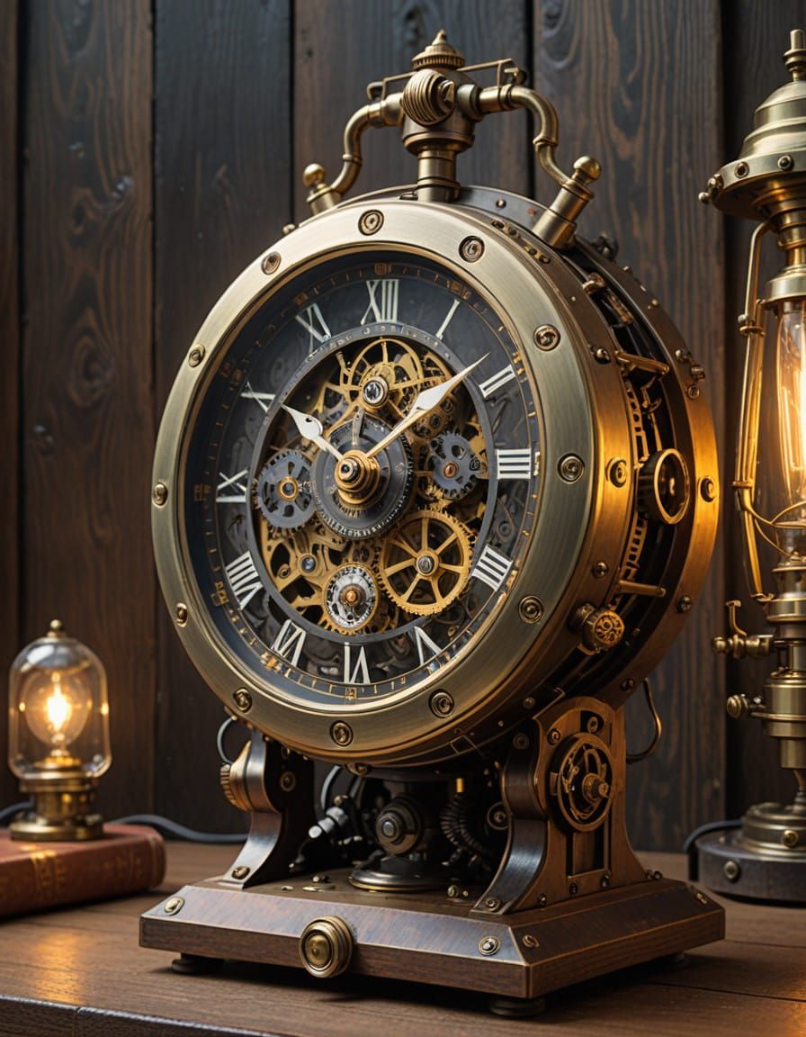 Robot clock steampunk countdown - Steampunk Robot Clock in W...