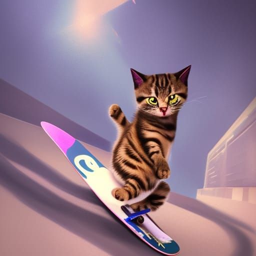 A cat riding a skateboard! Doing the 900 Tony did that one time it ...