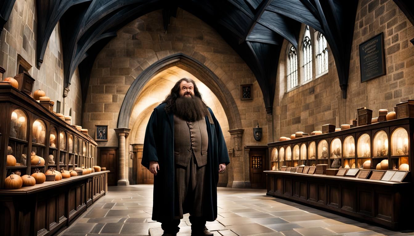 first day in hogwarts seeing hagrid - AI Generated Artwork - NightCafe ...