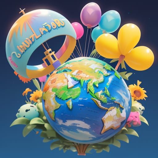 Vibrant 3D Map in Pixar Style with 9 Countries - AI Art