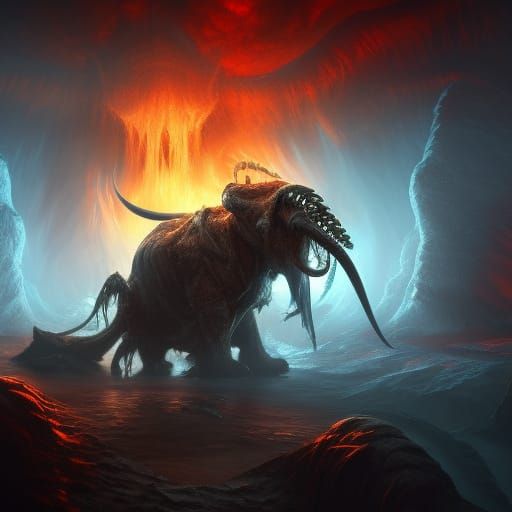 Evil tusk mastodon demon wings angry ice a masterpiece, 8k resolution ...