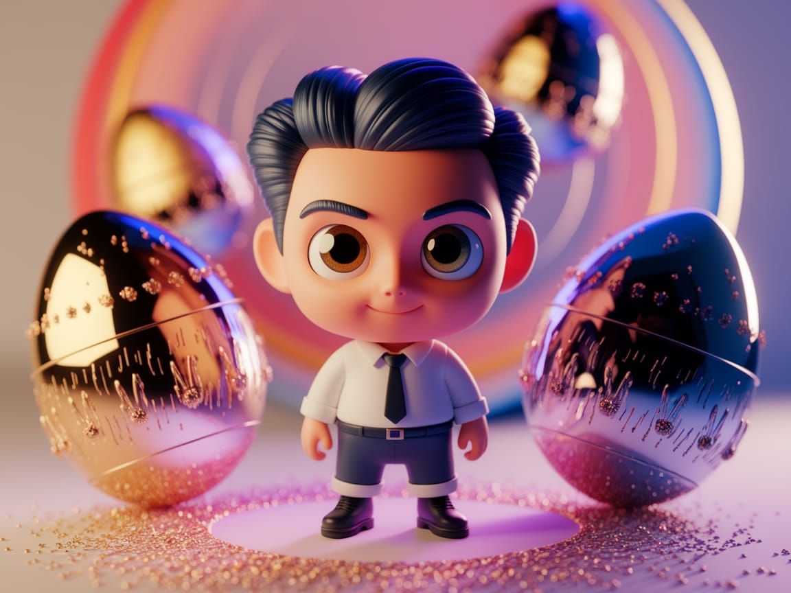 Abstract egg design Nikola Tesla - Chibi Nikola Tesla Surrou...