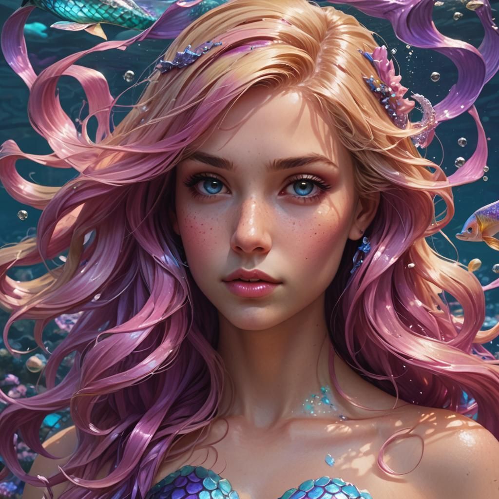 mermaid - Siren in a Triadic Color Scheme