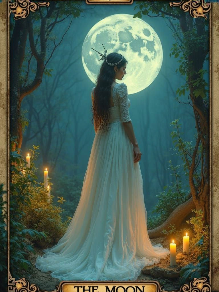 The Moon - Luminous Lunar Oracle in Whimsical Art Style