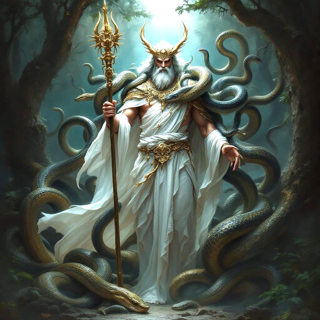 Glycon the Snake God in Dark Serpentine Majesty - AI Art