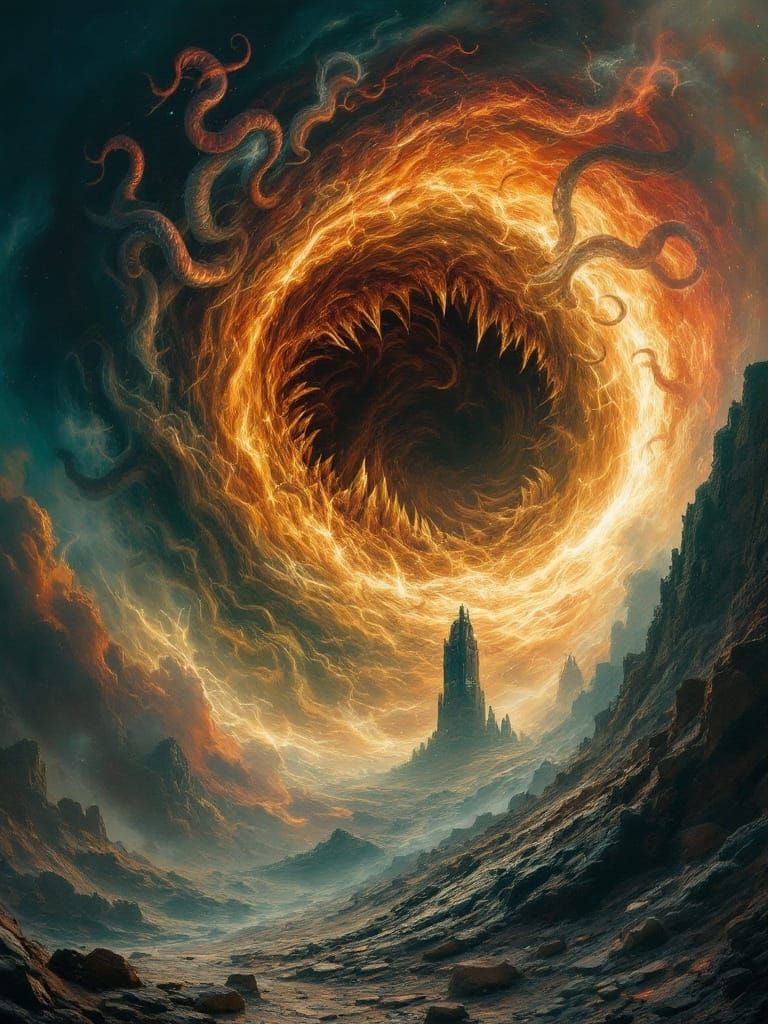 Surreal Cosmic Horror Devours a Crumbling Space St... - AI Art