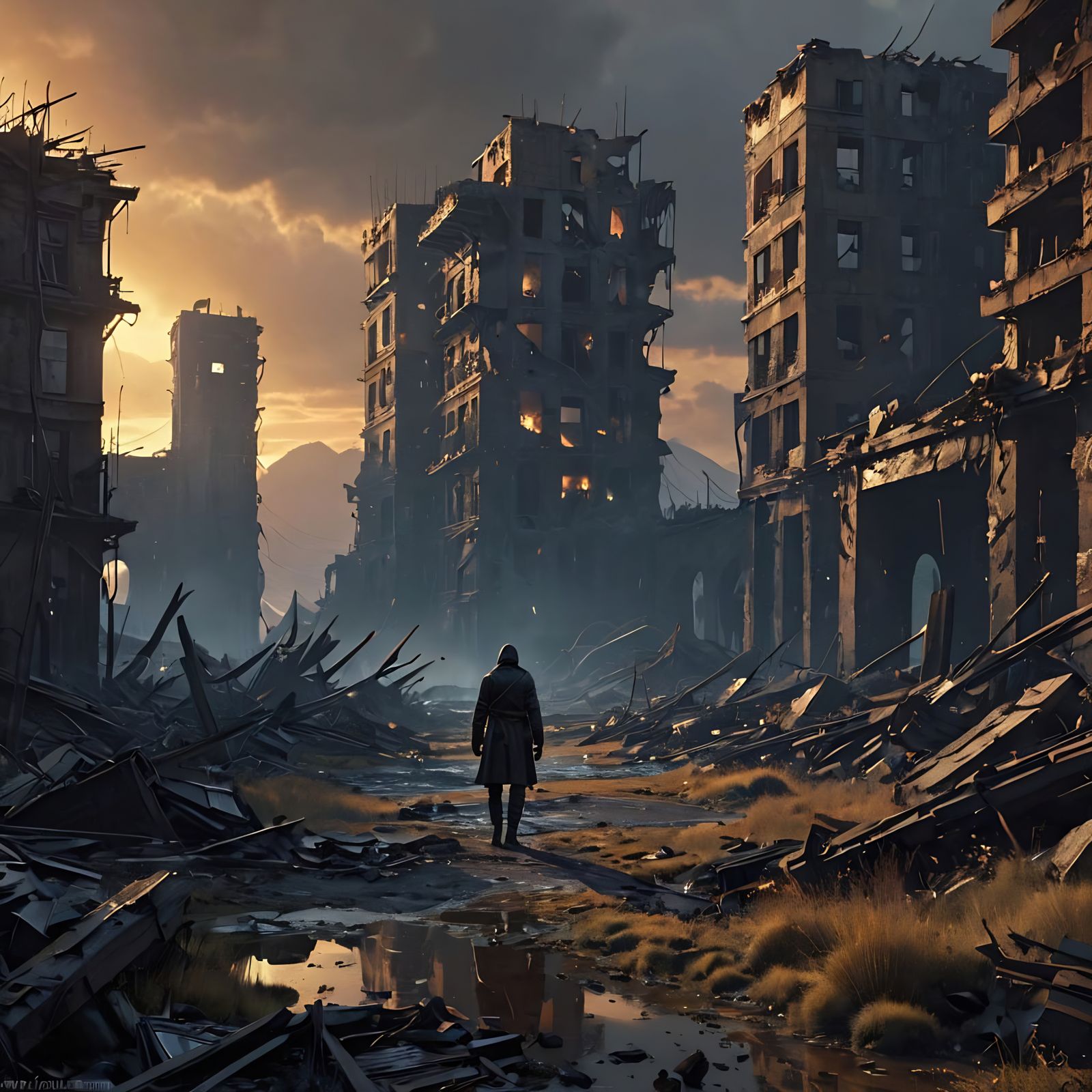 Leef no man behingt - Mysterious Forest Scene in a Watercol...