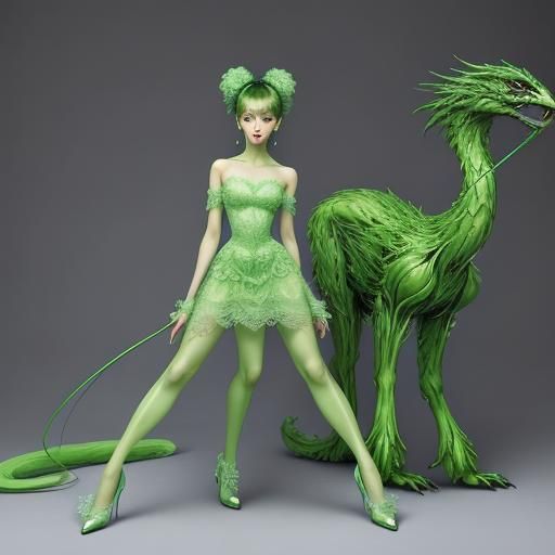 three legged girl and her pet - AI Generated Artwork - NightCafe Creator