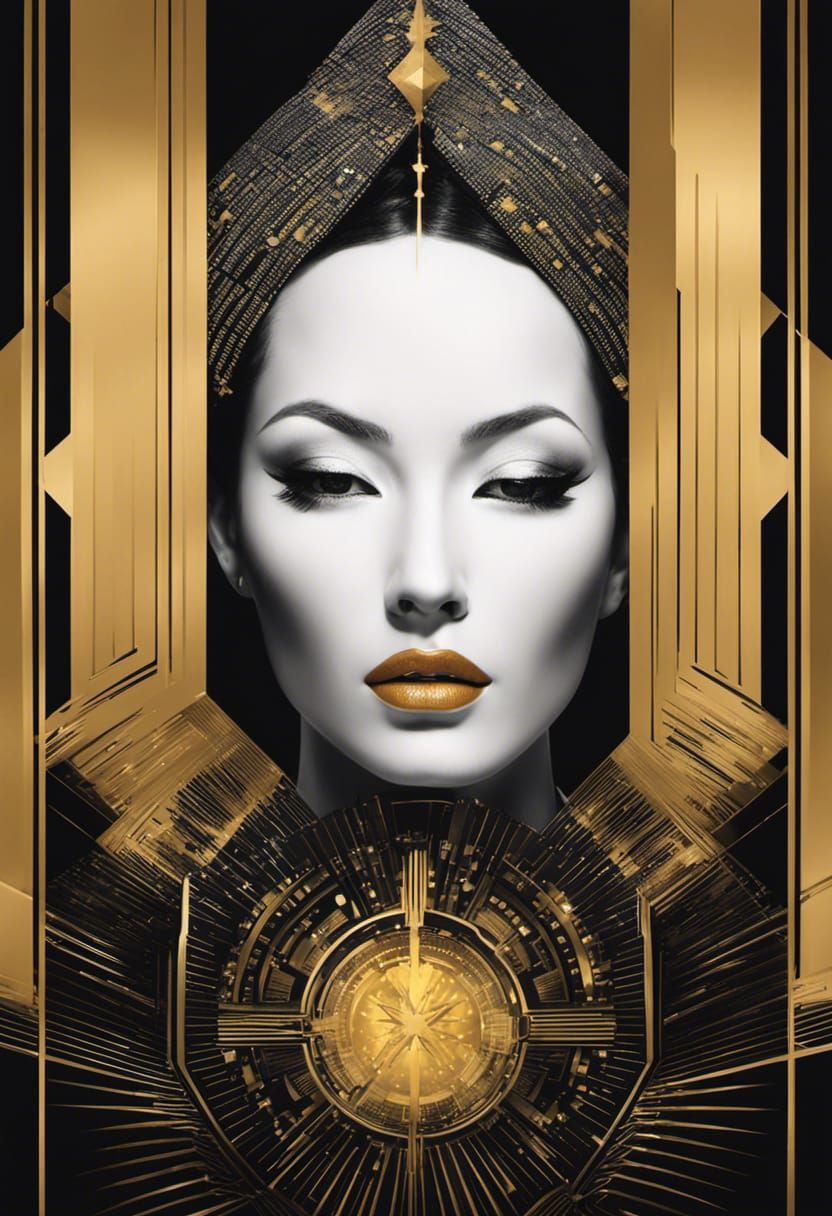 Altarpiece Symbolism The Matrix Metropolis Black white gold Art Deco ...