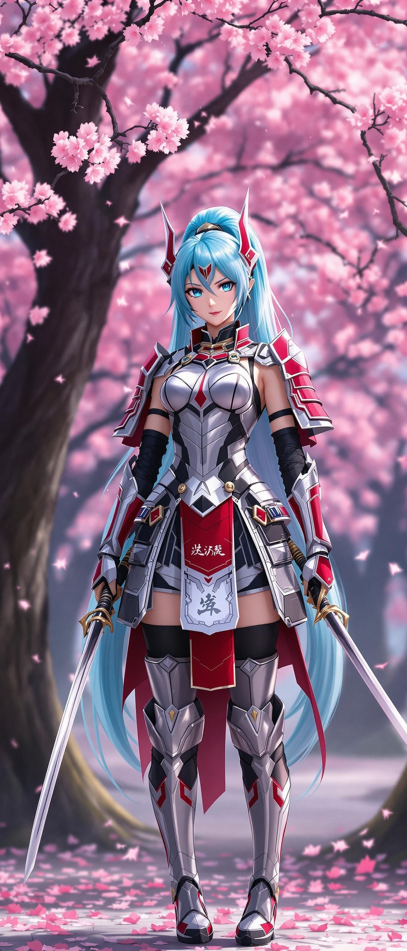 Surreal Samurai Goddess in Cherry Blossom Wonderla... - AI Art