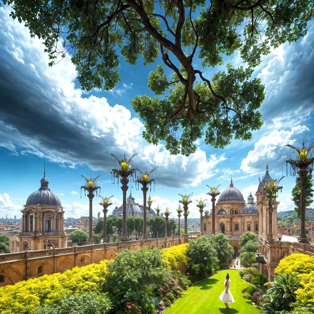 Garden of gigantic plants - Vibrant Azure City Thrives with ...