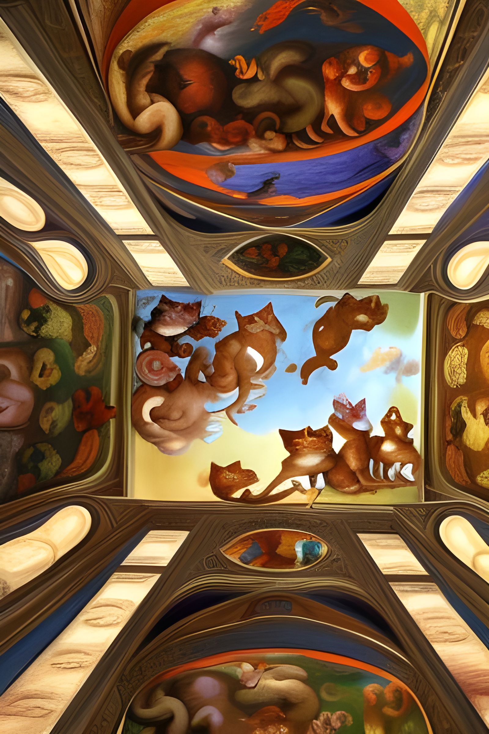 Cats Painted on the Ceiling of the Sistine Chapel - AI Generated ...