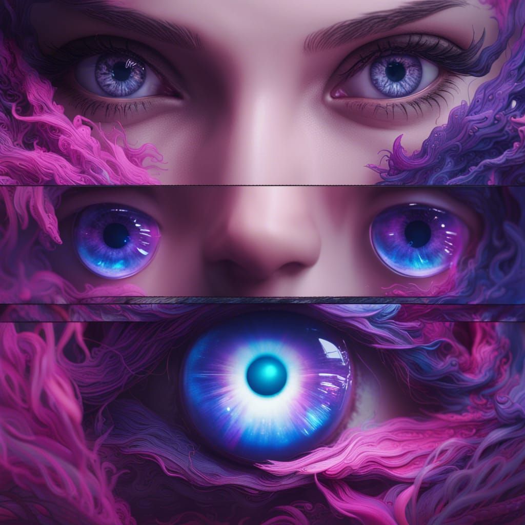 pink white purple black and blue eye - AI Generated Artwork - NightCafe ...