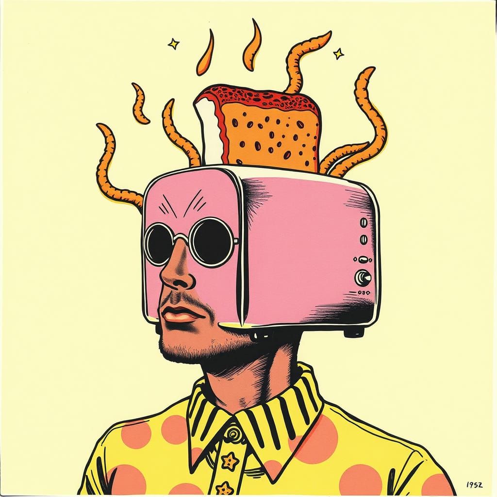 Surreal 1960s Toaster Portrait in Psychedelic Art - AI Art