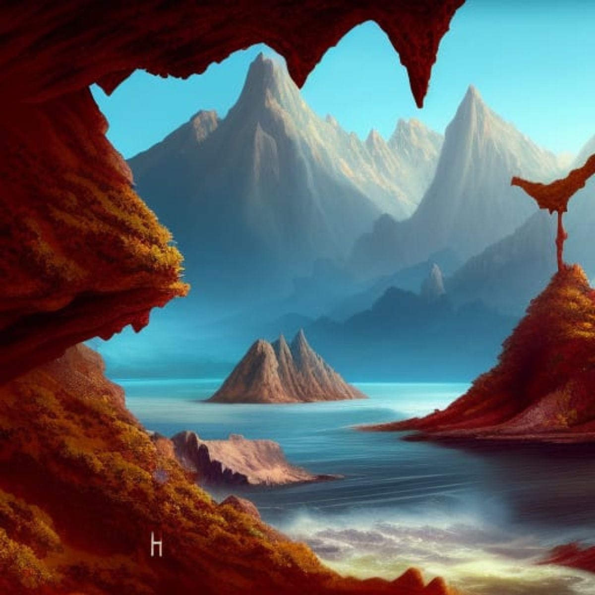 a mountain by the sea - AI Generated Artwork - NightCafe Creator