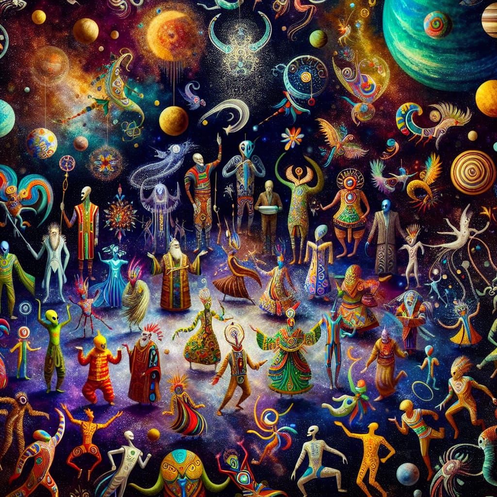 "All singing all dancing mad folk of the Universe." - AI Generated ...