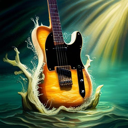 A telecaster guitar underwater, oil painting. Epic lighting. - AI ...