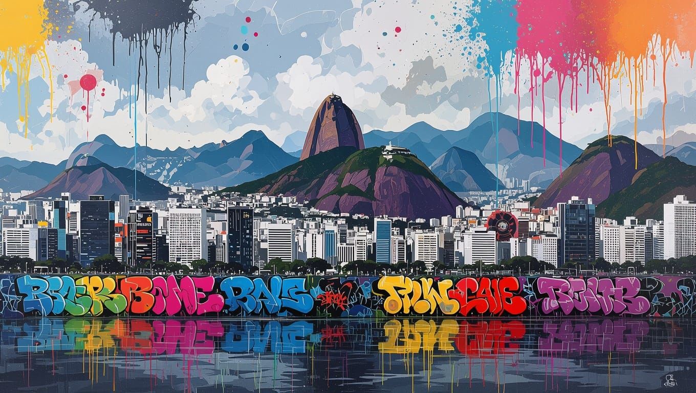 Futuristic Rio de Janeiro Cityscape in Vibrant Gra... - AI Art
