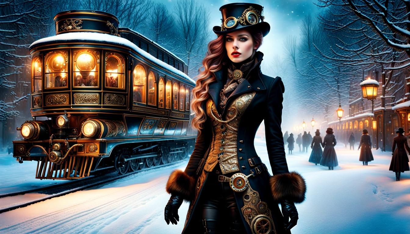 steampunk winter wonderland - AI Generated Artwork - NightCafe Creator