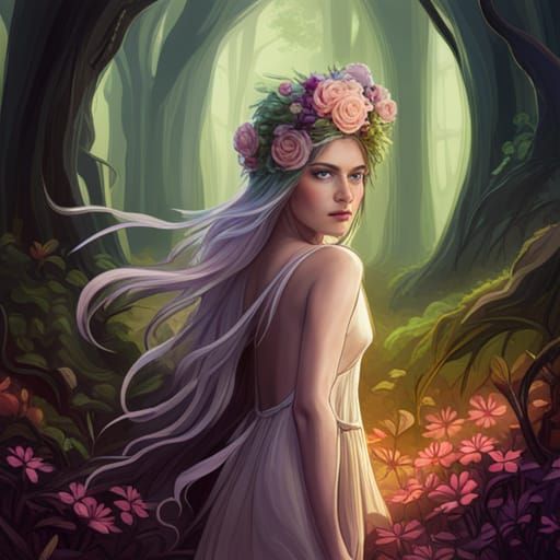 Ophelia the Druidess of the Night - AI Generated Artwork - NightCafe Creator