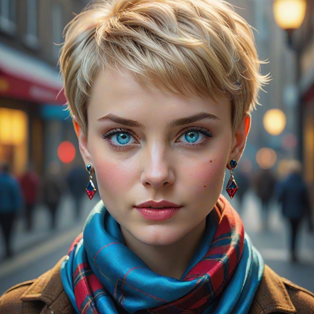 beautiful woman with pixie-cut hair