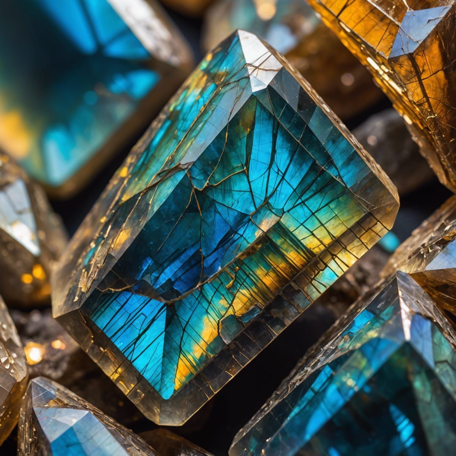 Labradorite under the macro lens - AI Generated Artwork - NightCafe Creator