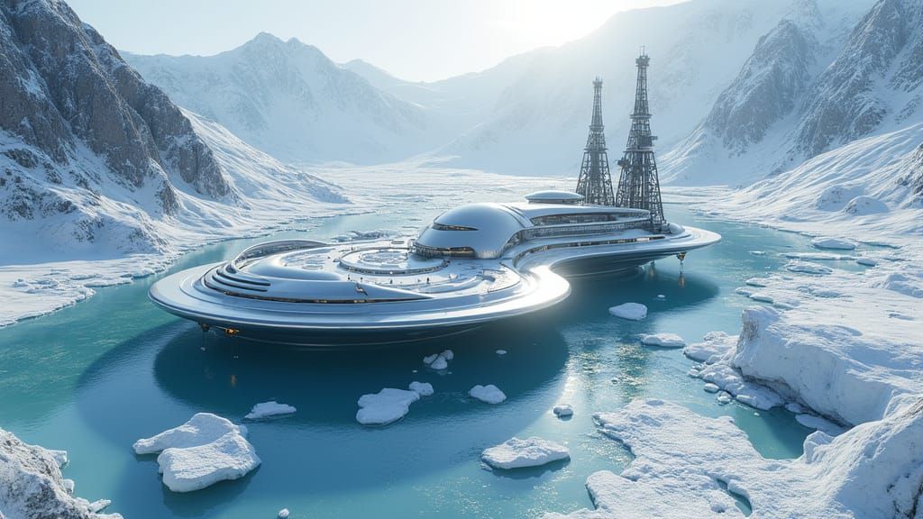 an intricate high resolution 8k image of a mining facility built on the ...