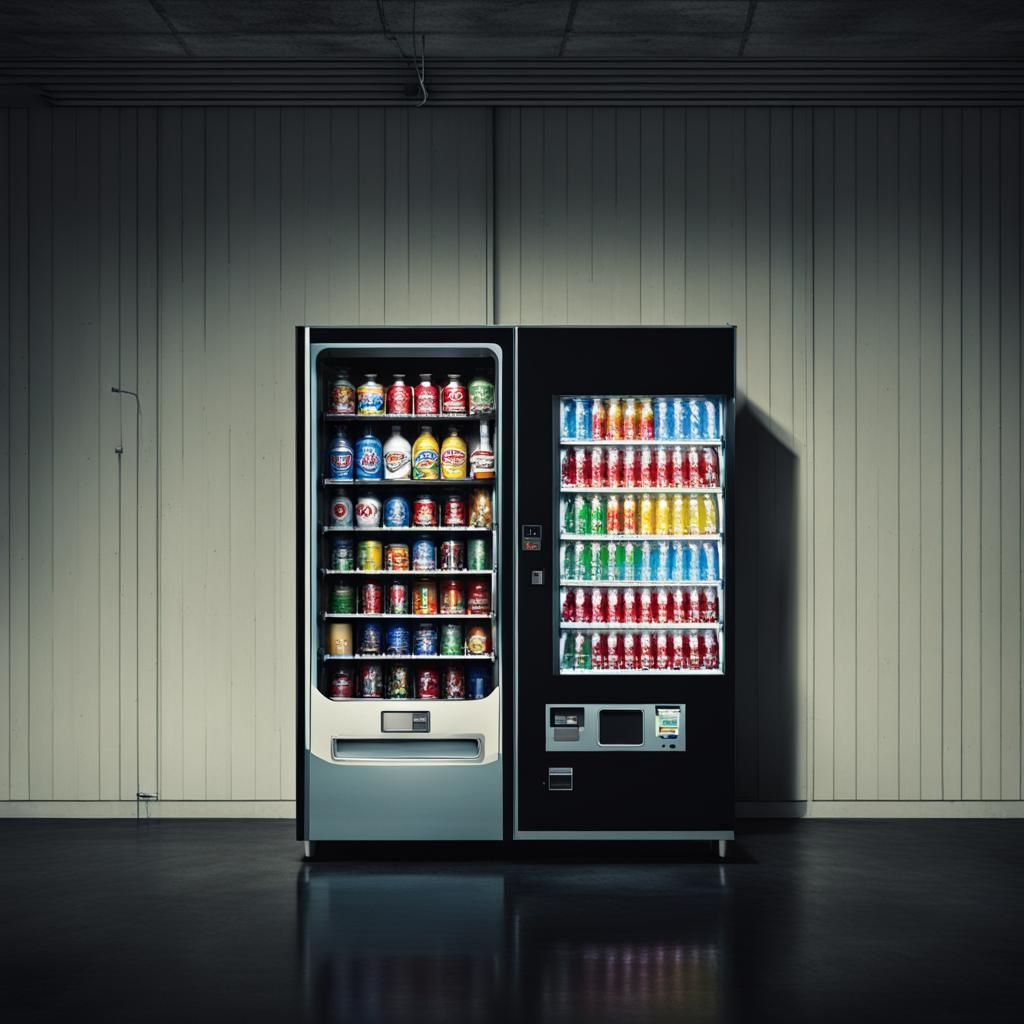 A soda vending machine in an empty dark room liminal - AI Generated ...