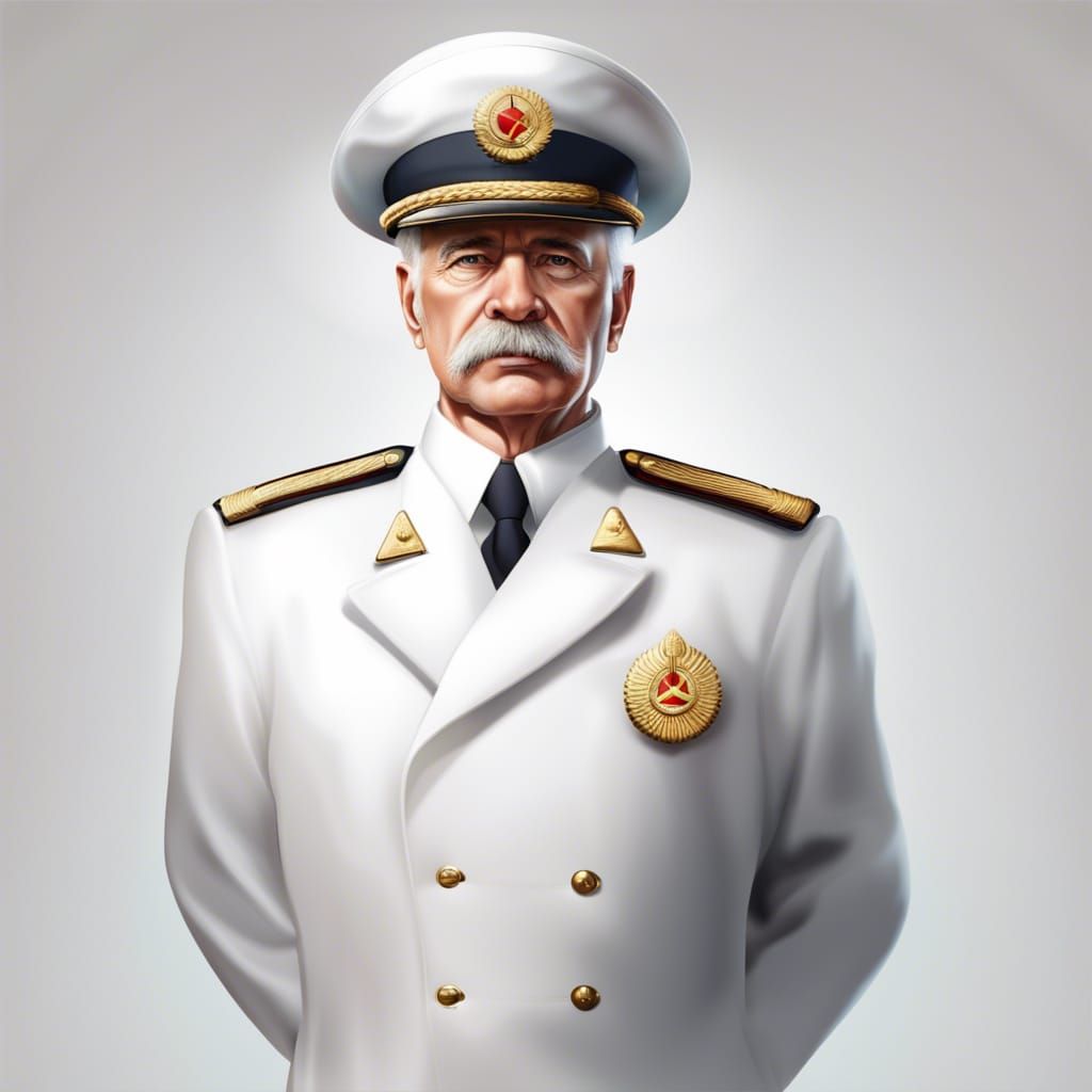 Communist navy captain in white uniform, realistic - AI Generated ...