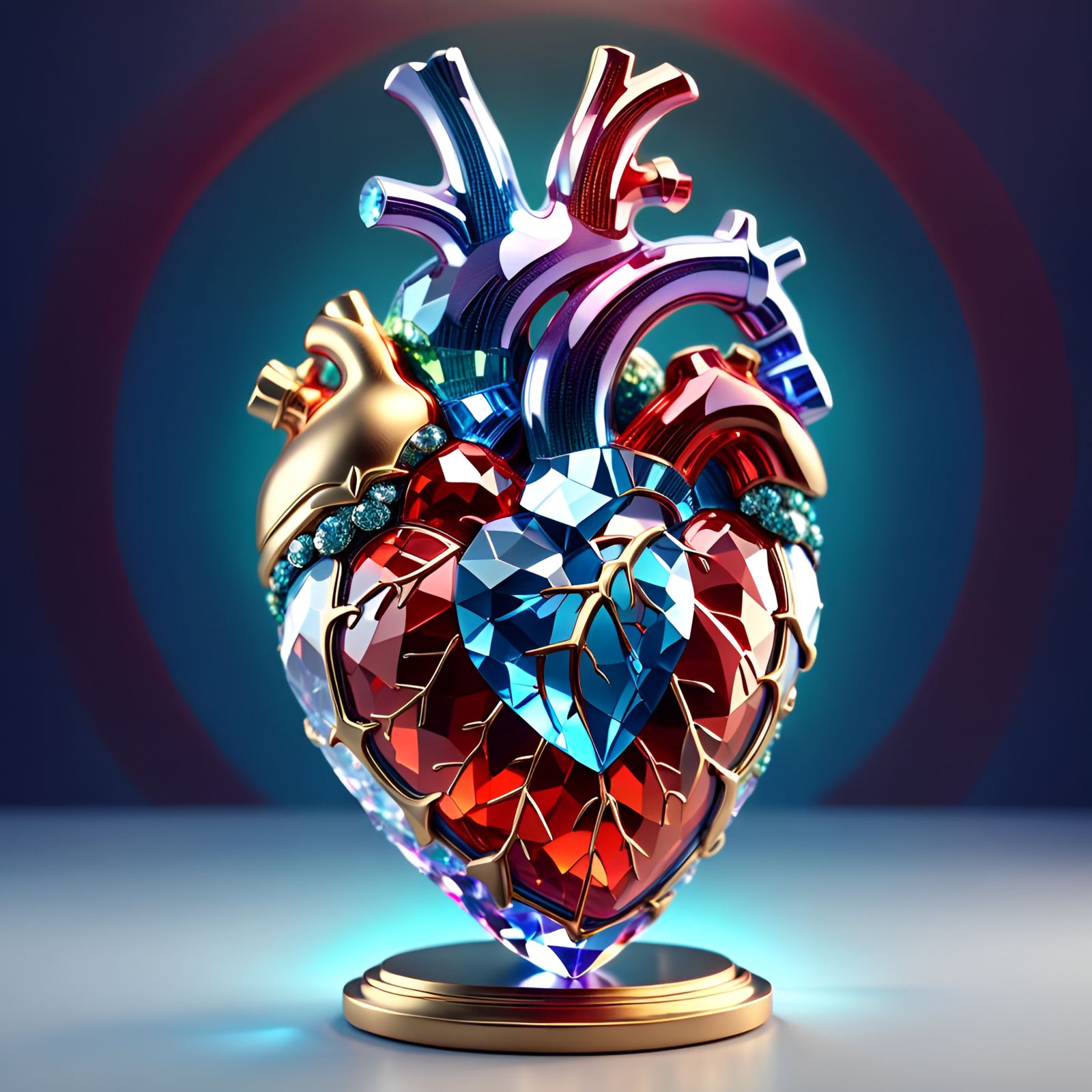 Crystal Anatomical Heart - AI Generated Artwork - NightCafe Creator
