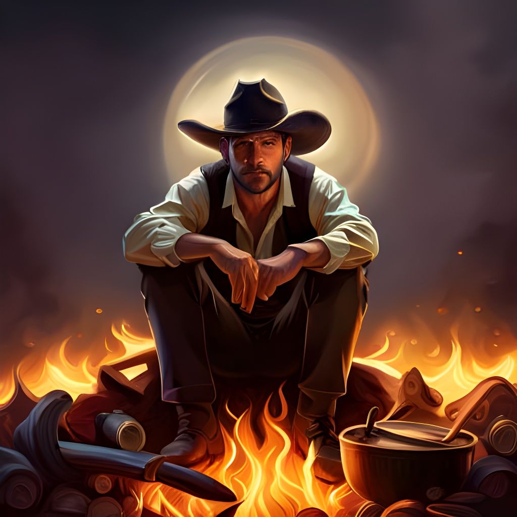 Cowboy on fire - AI Generated Artwork - NightCafe Creator