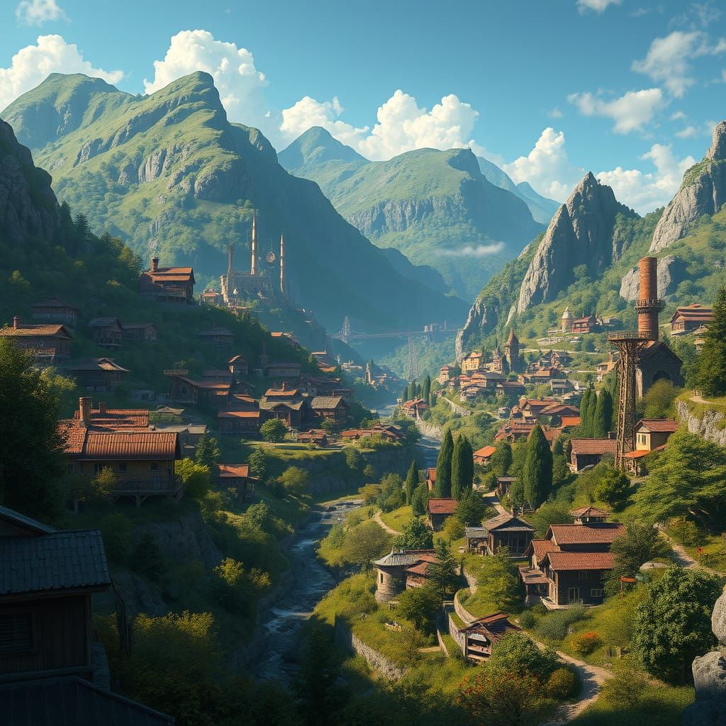 A solarpunk style sustainable town - Solarpunk Town of Wonde...