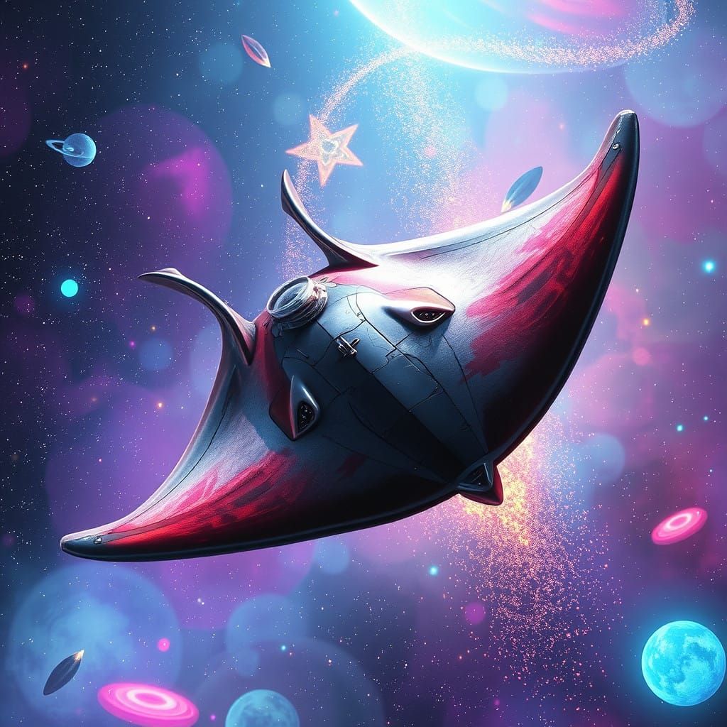 manta ray-shaped spaceship - Manta Ray-Shaped Spaceship in F...