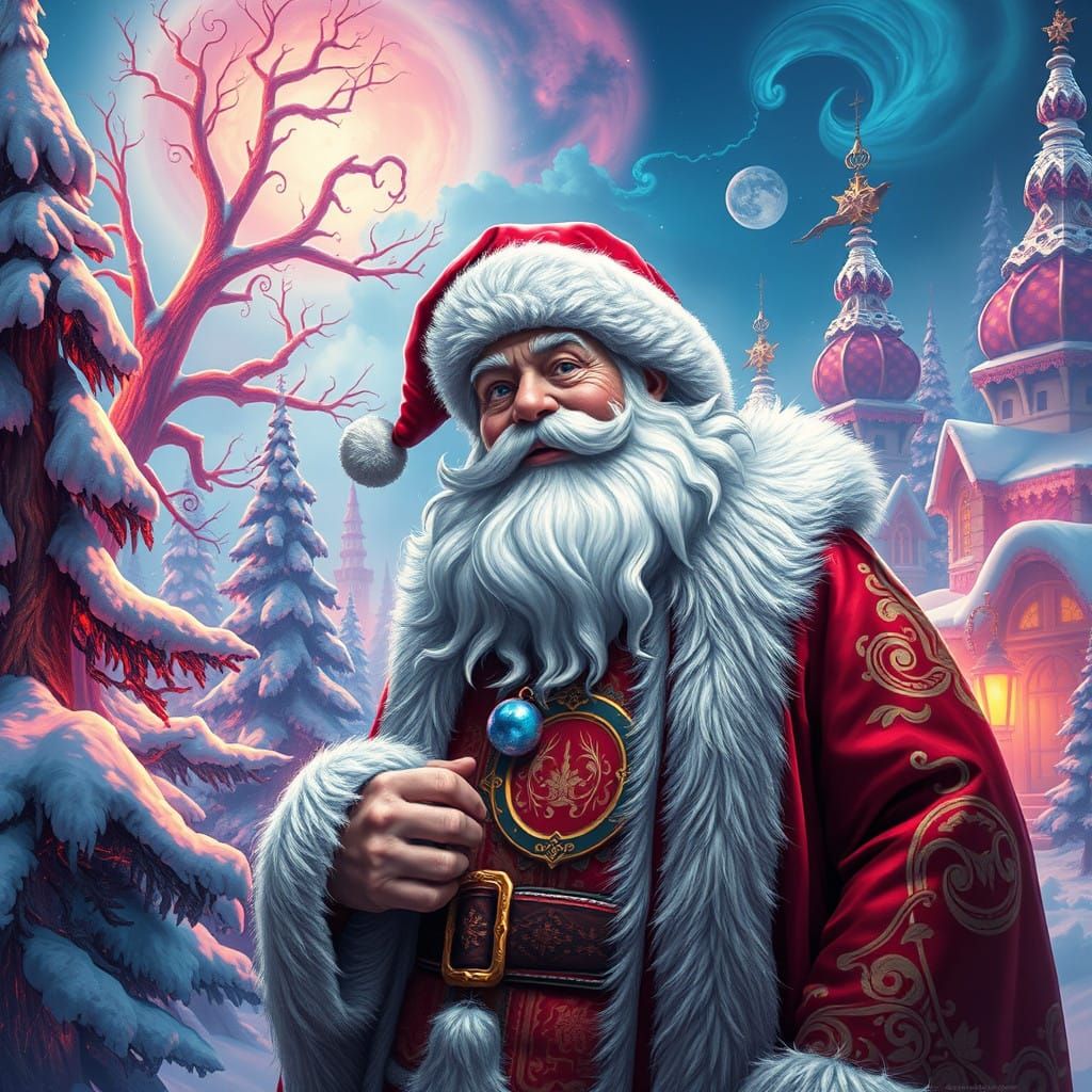 Psychedelic santa - Vibrant Santa Claus in Whimsical Winter ...