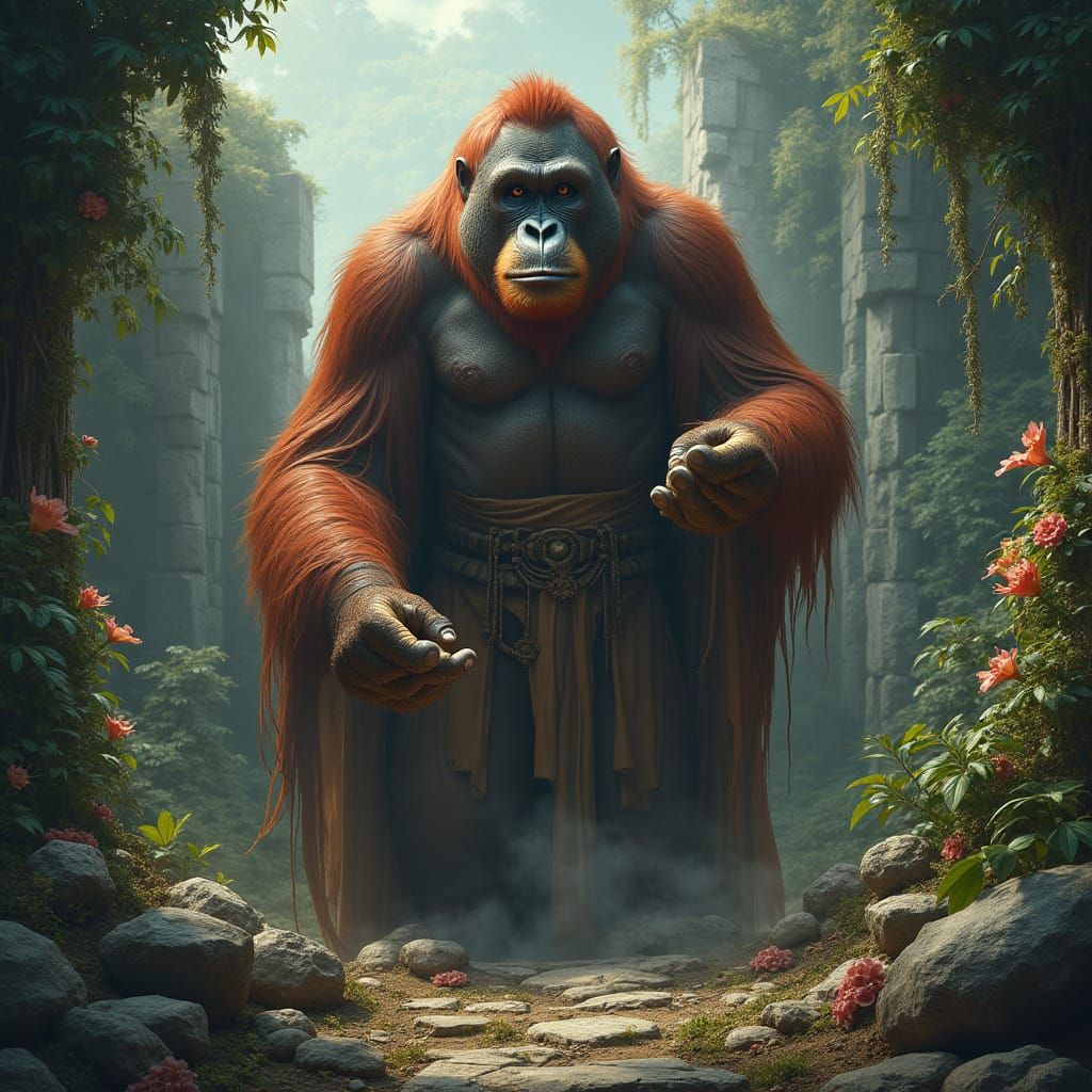 Ancient Jungle Oracle in Cyberpunk Style - AI Art