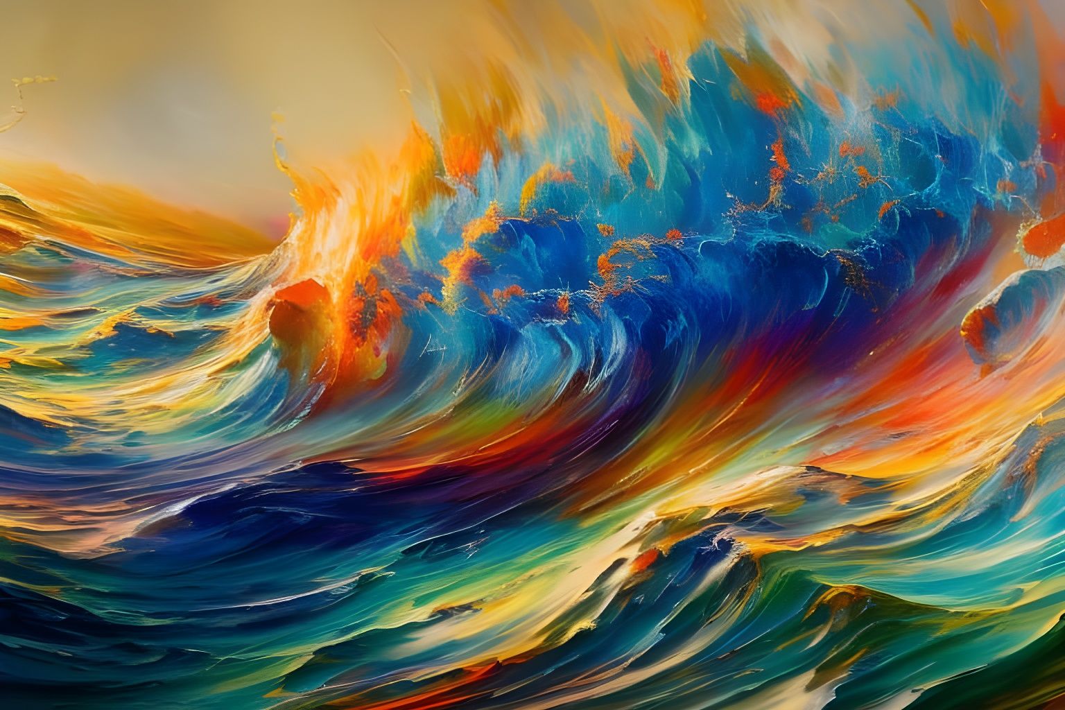 Chaotic Waves - Deep Color - AI Generated Artwork - NightCafe Creator