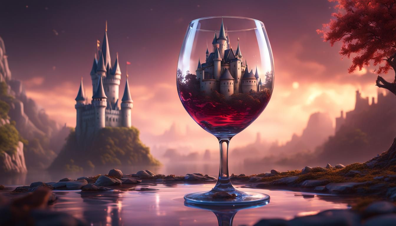 Castle in a wine glass - AI Generated Artwork - NightCafe Creator