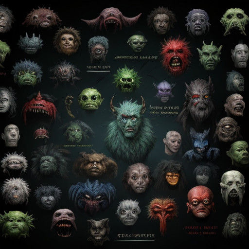 Gothic Horror Creatures Chart - AI Art