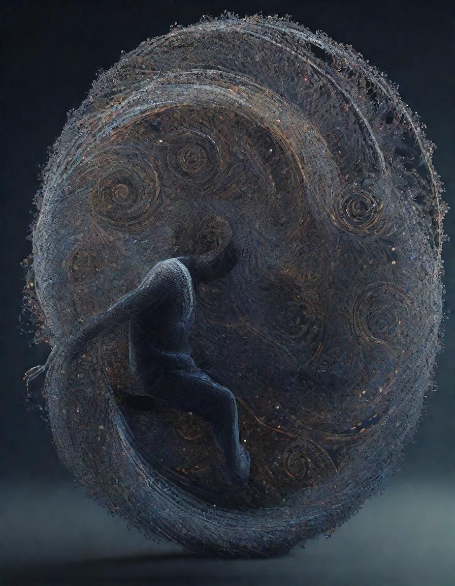 arafed image of a man in a motion of a spiral, intricate digital ...