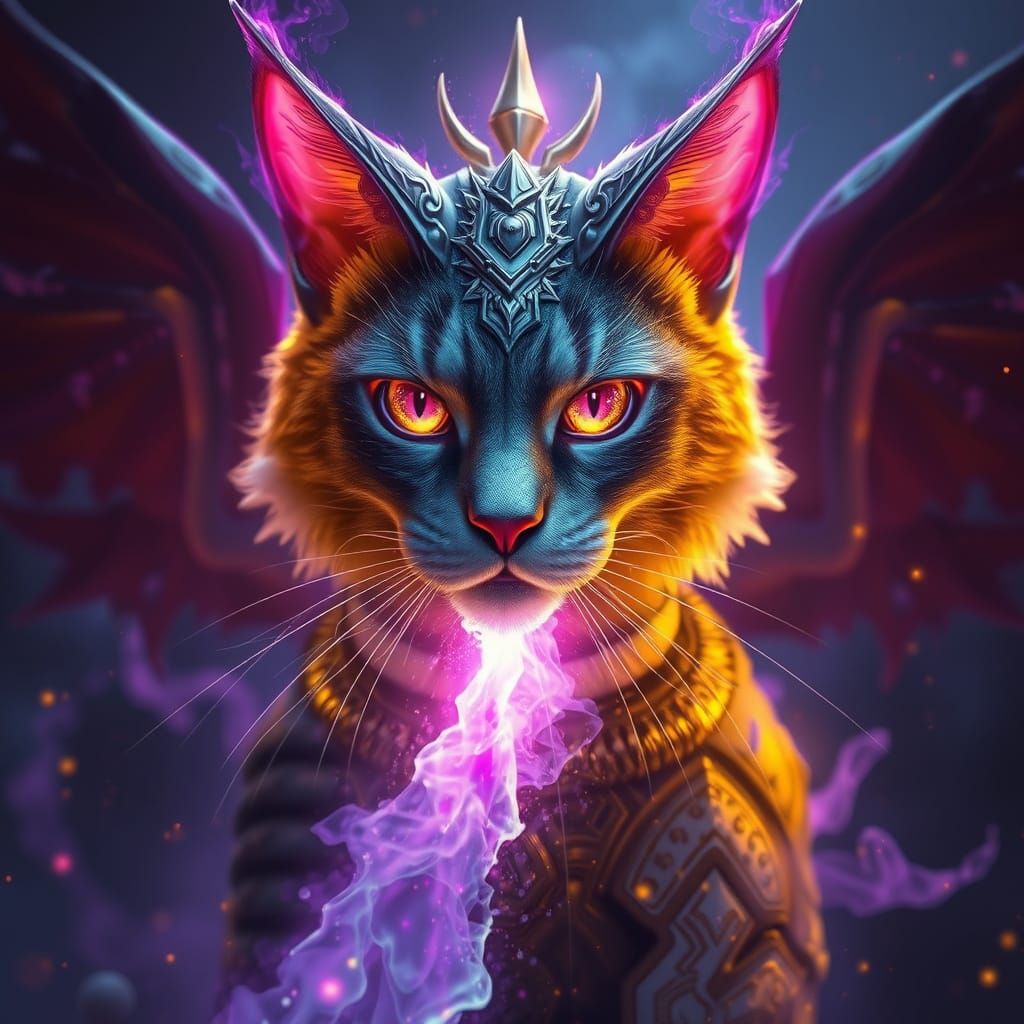 cat god - Ethereal Cat God in Dark Fantasy Concept Art