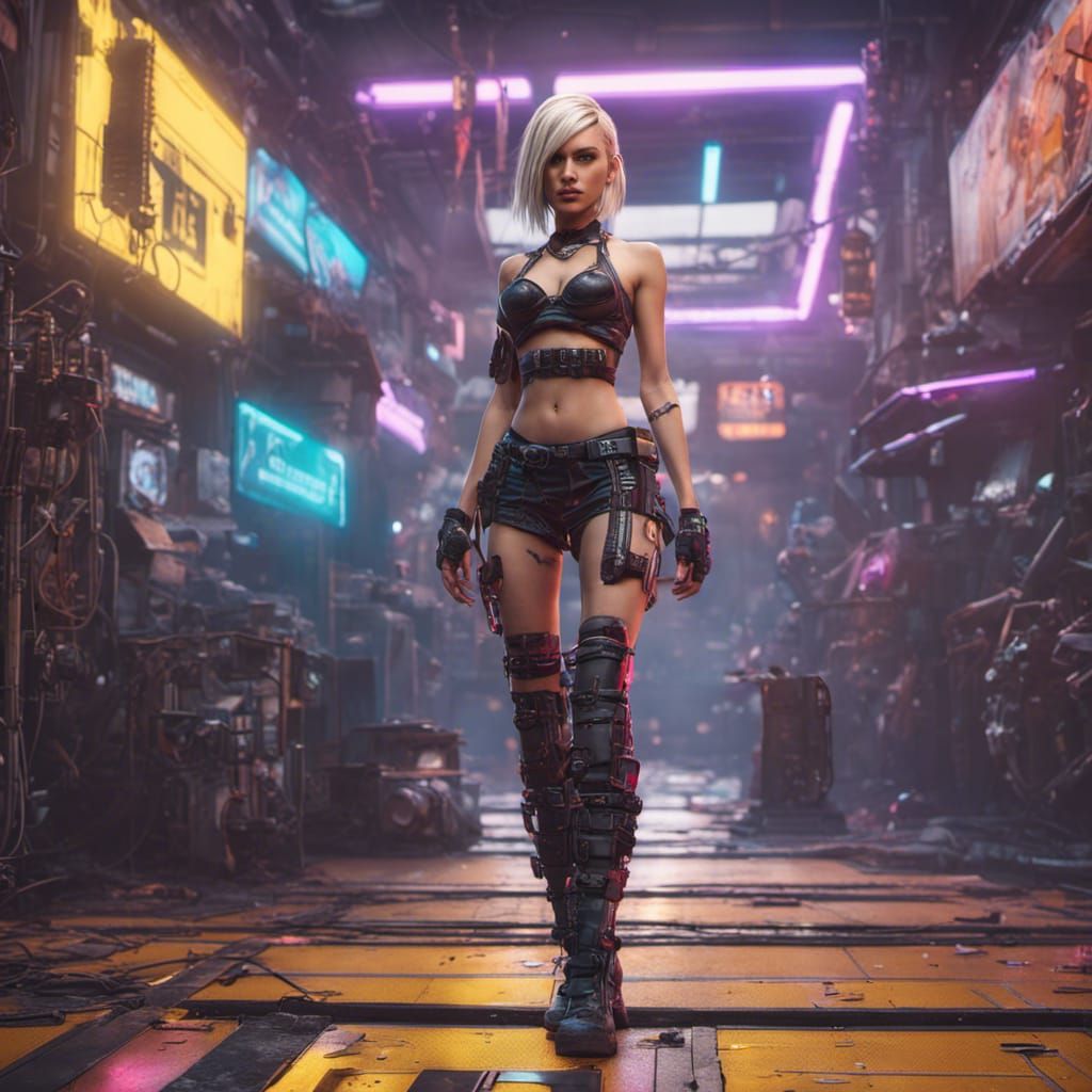 Hanna Montana in skimpy cyberpunk outfit - AI Generated Artwork - NightCafe Creator