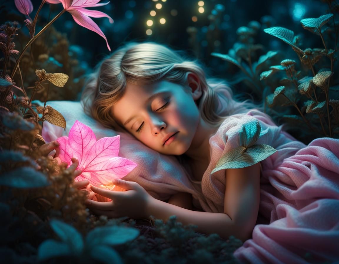 Sleeping in a magical garden - AI Generated Artwork - NightCafe Creator