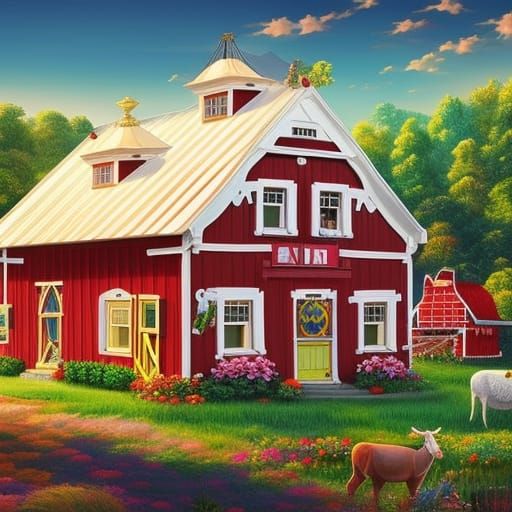 Cute Farmhouse 1 - AI Generated Artwork - NightCafe Creator