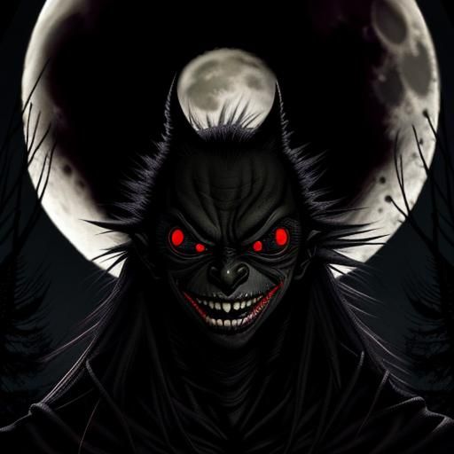 A creepy face in front of a full moon, by Aleksander Gierymski, digital ...