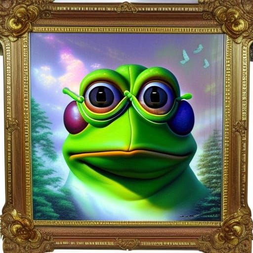 hyperdetailed pepe the frog head and shoulders portrait - AI Generated ...