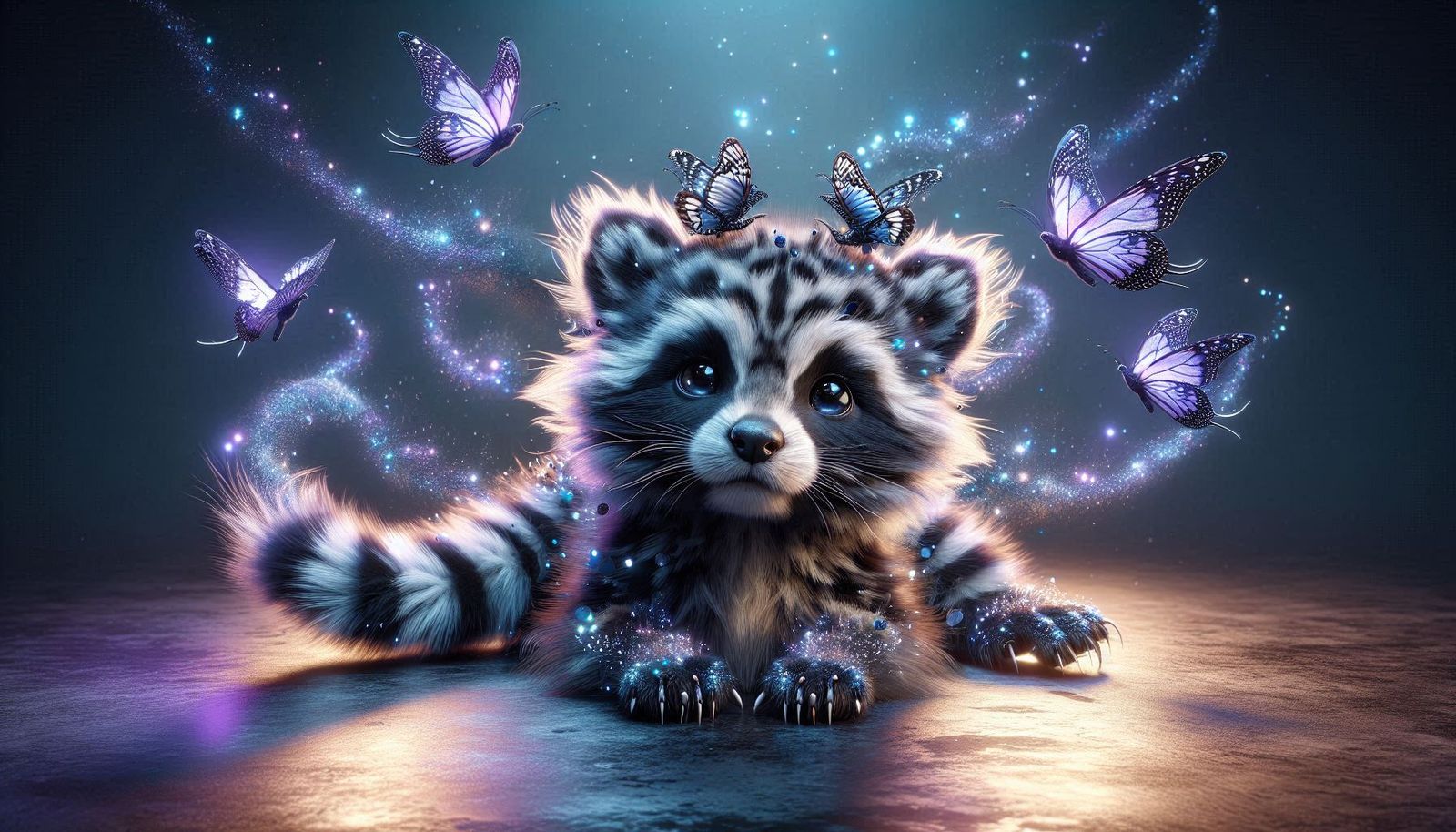 wildcat raccoon flutterby - AI Generated Artwork - NightCafe Creator