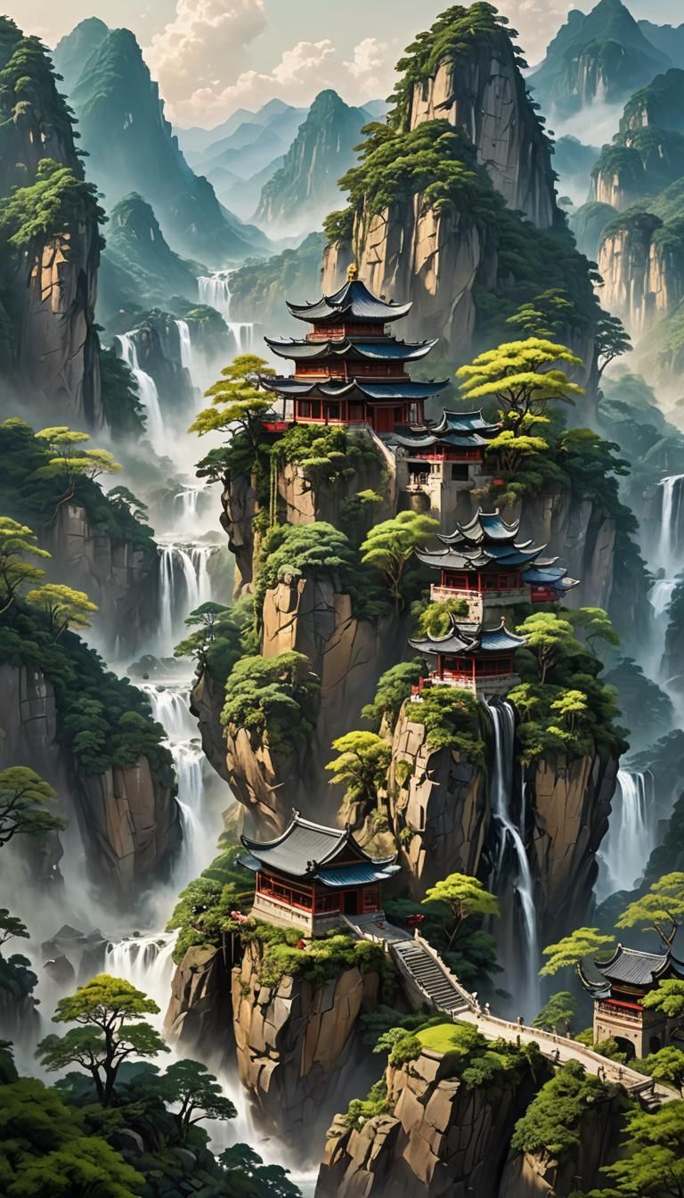Chinese landscape /1 - AI Generated Artwork - NightCafe Creator